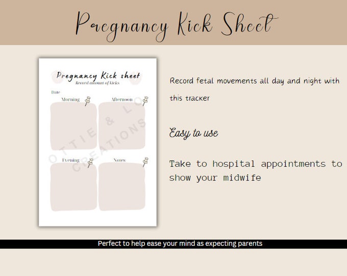 Fetal Kick Count Chart. Baby Kick Count Tracker. Printable Fetal ...