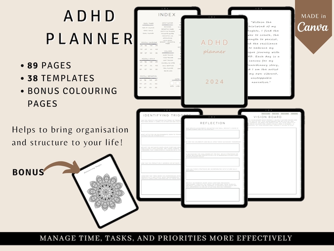 ADHD Planner, Adhd Digital Planner, Adhd Planner Adult, Adhd Journal ...