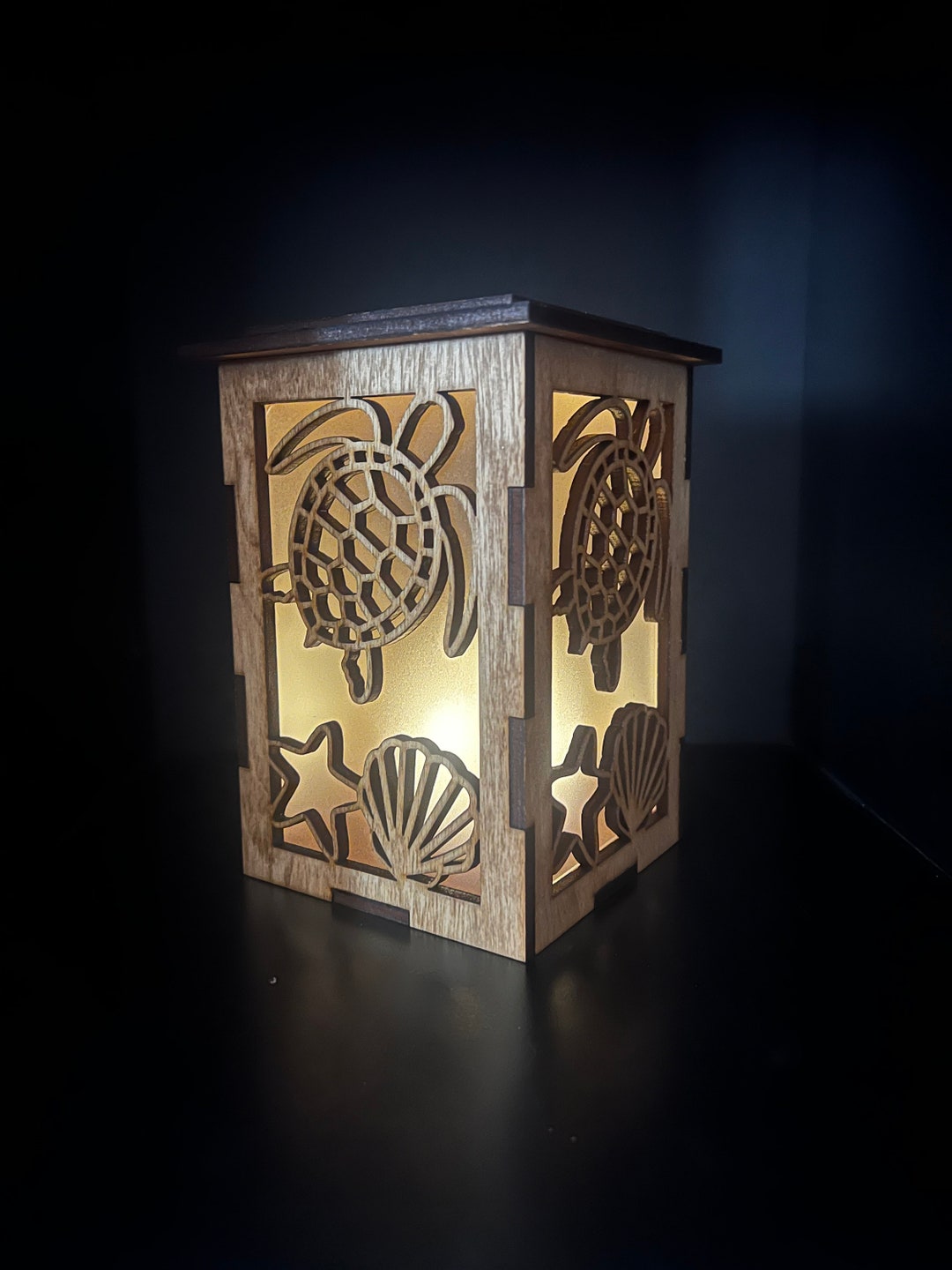Sea Turtle Lantern- Wood Lantern-sea Lovers Tea Light Lantern - Etsy