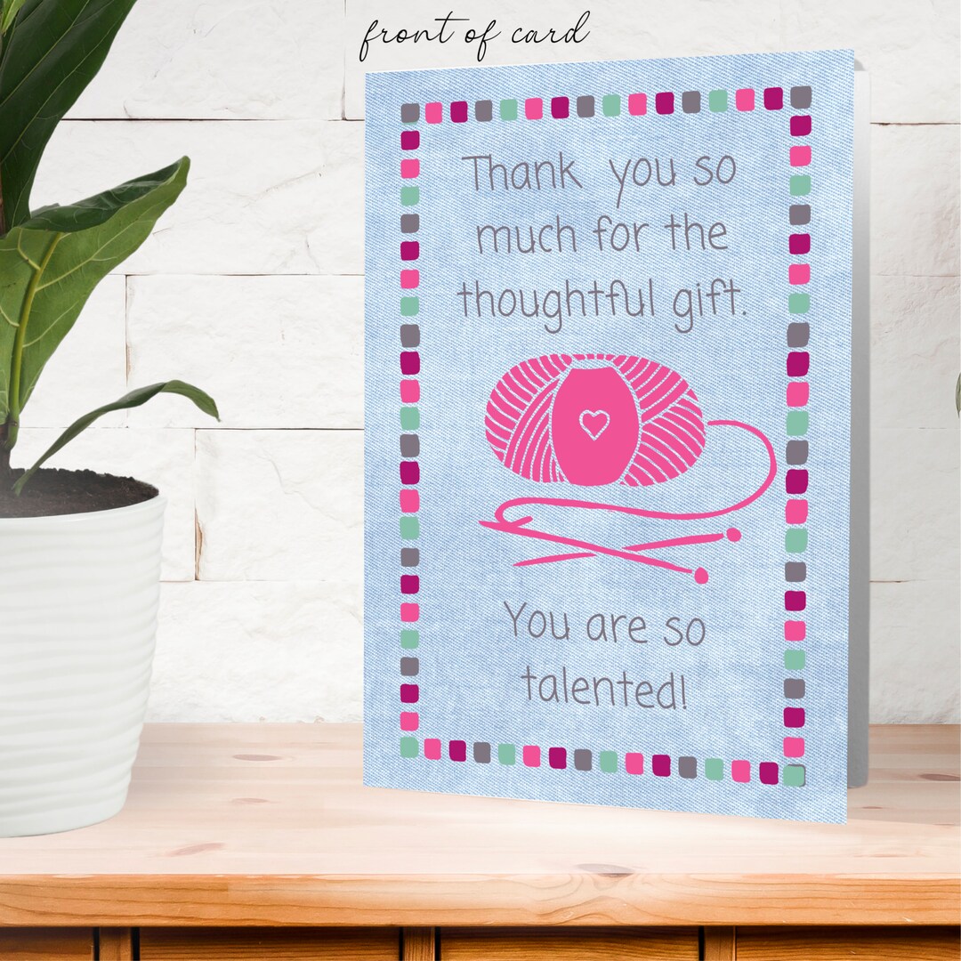 Thank You Card for Knit Gift, Knitting Thank You Card, for Friend ...