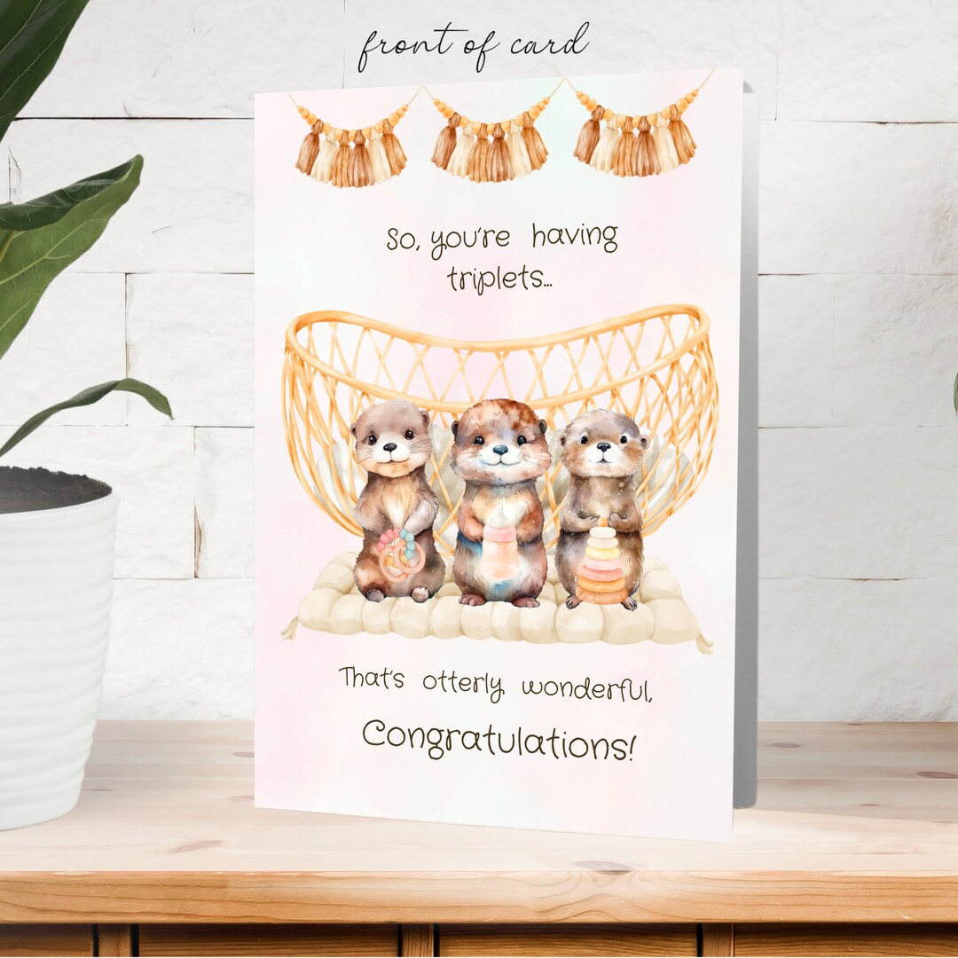 Baby Shower Card for Triplets, Having Three Babies Card ...