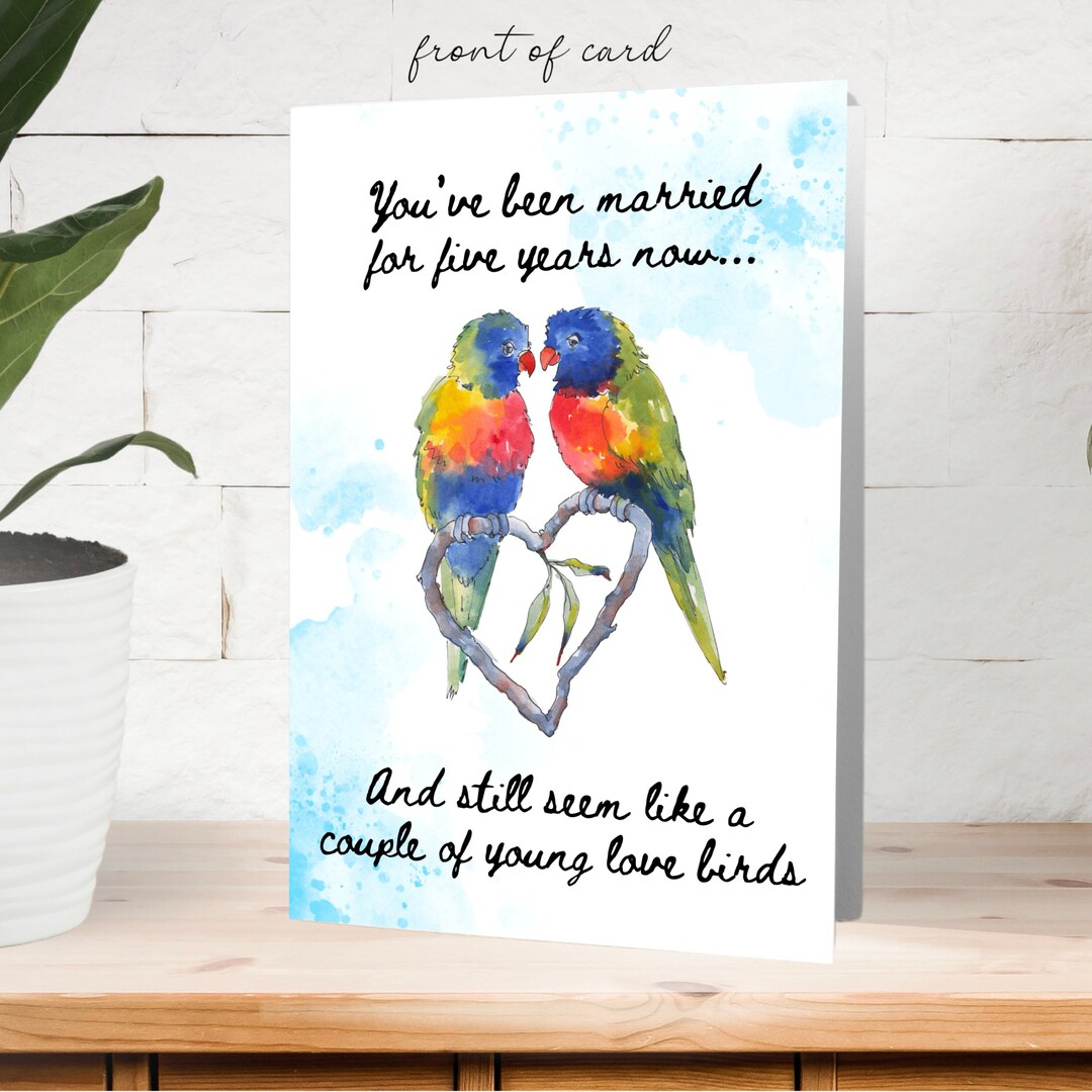 Personalized Anniversary Card, Anniversary Card for Couple, Lovebirds ...