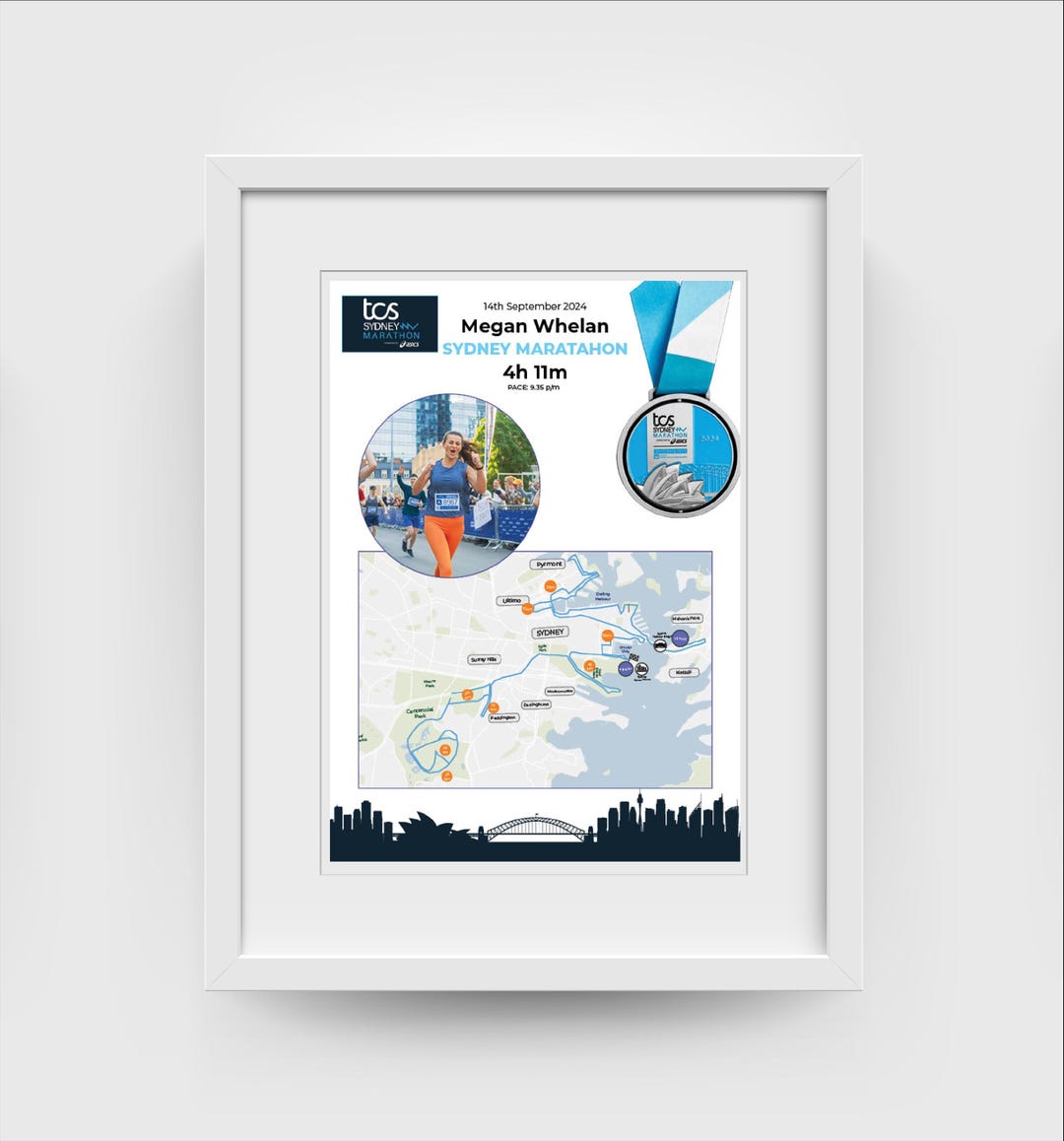 Sydney Marathon Finisher Frame | Custom Marathon Print - Etsy