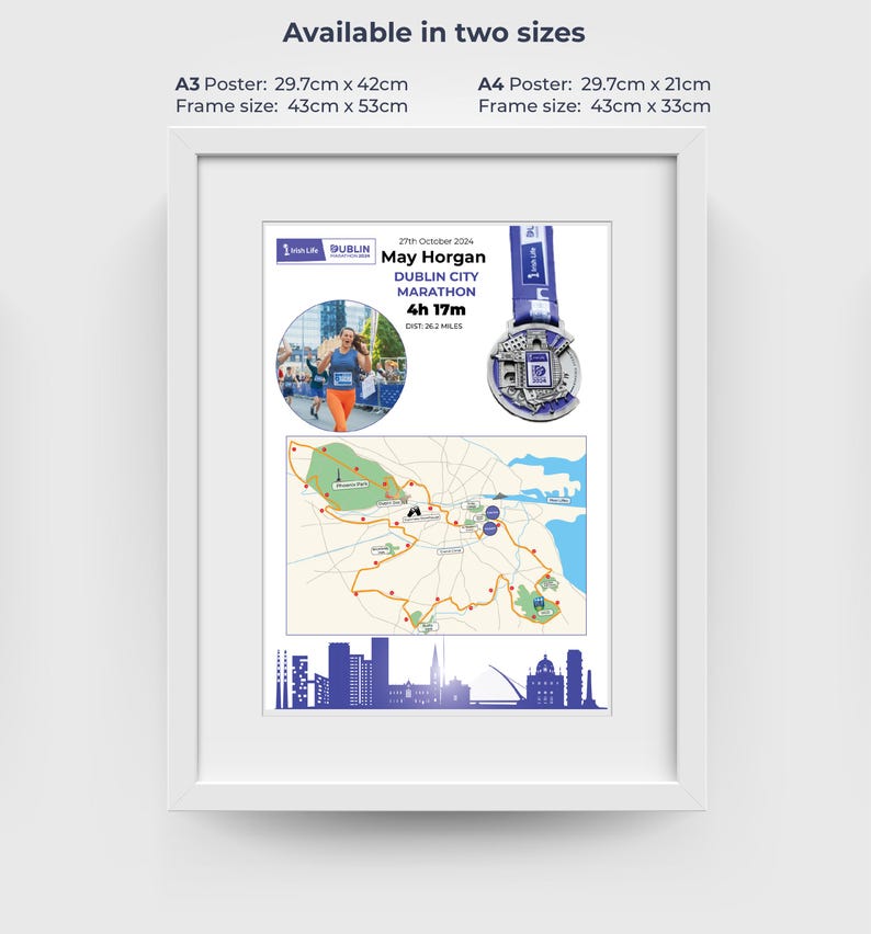 Dublin Marathon Finisher Frame | Custom Marathon Print - Etsy
