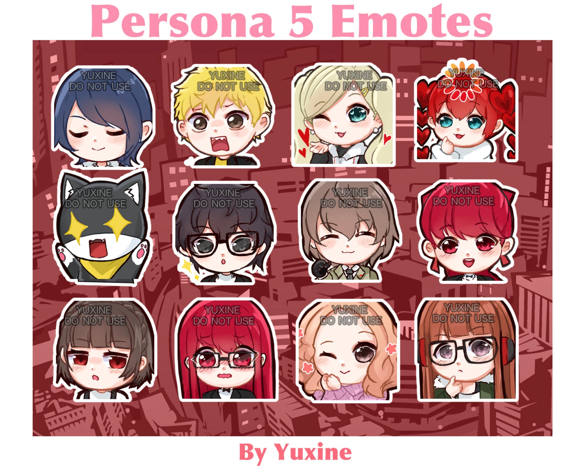 Persona 5 Royal Emotes Pack for Twitch Youtube Discord Cute Kawaii ...