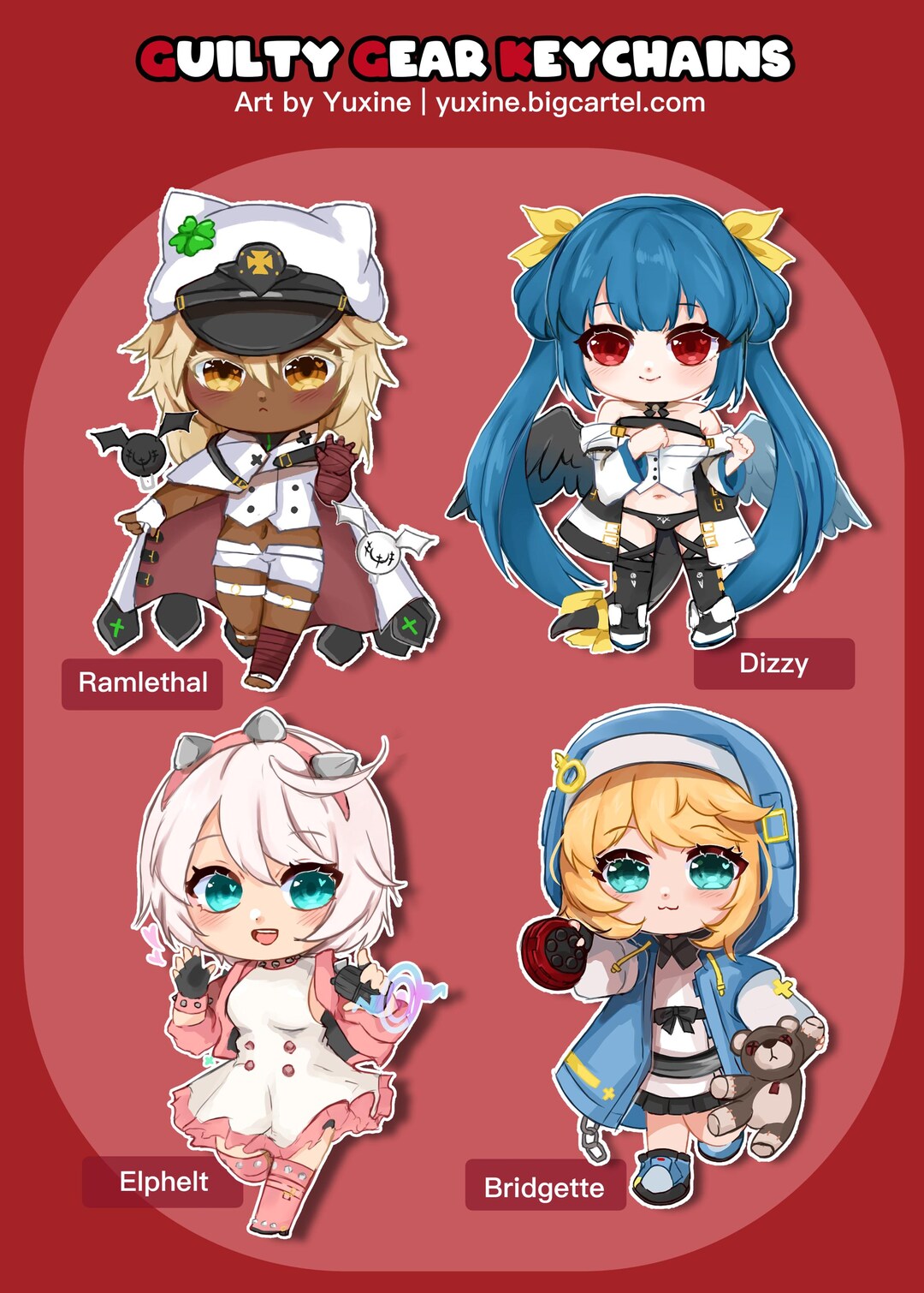 FGC Fighting Game Characters Guilty Gear Anime Fans Keychain Merch for ...