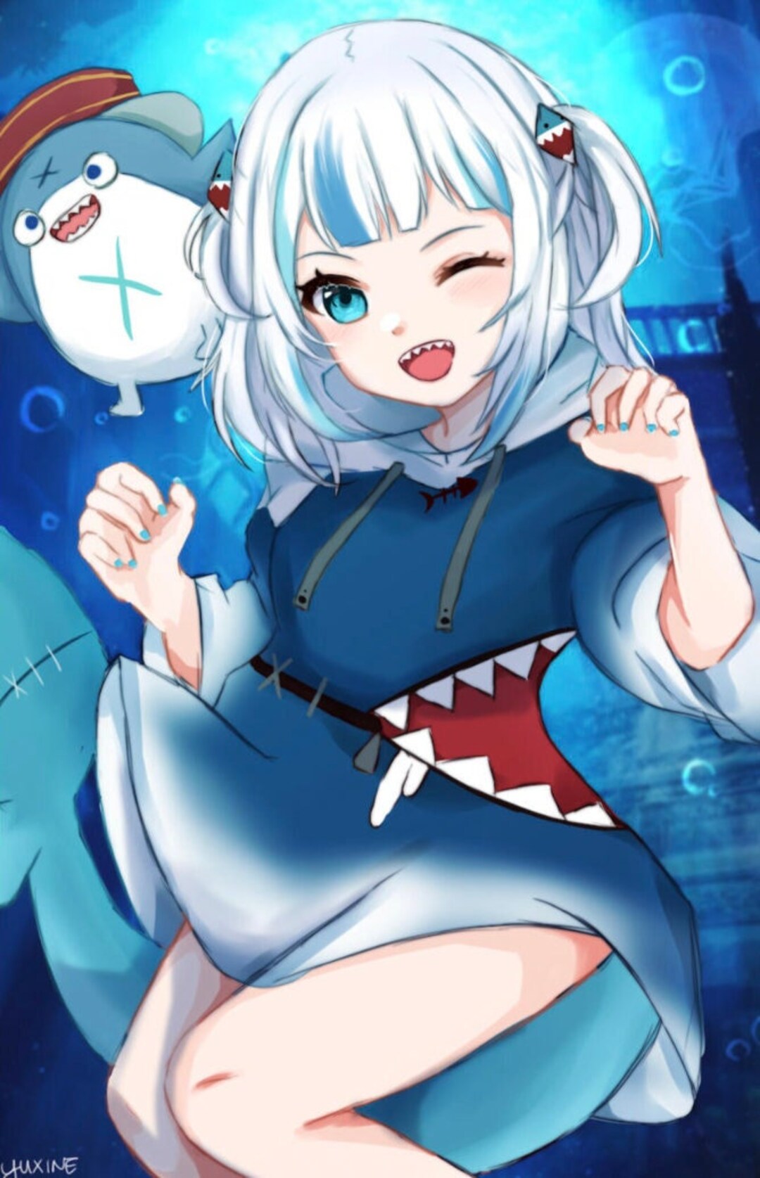 Hololive Vtuber Gawr Gura Holomyth EN 11 x 17 / Mini-Impresión 3,5 x 5 ...
