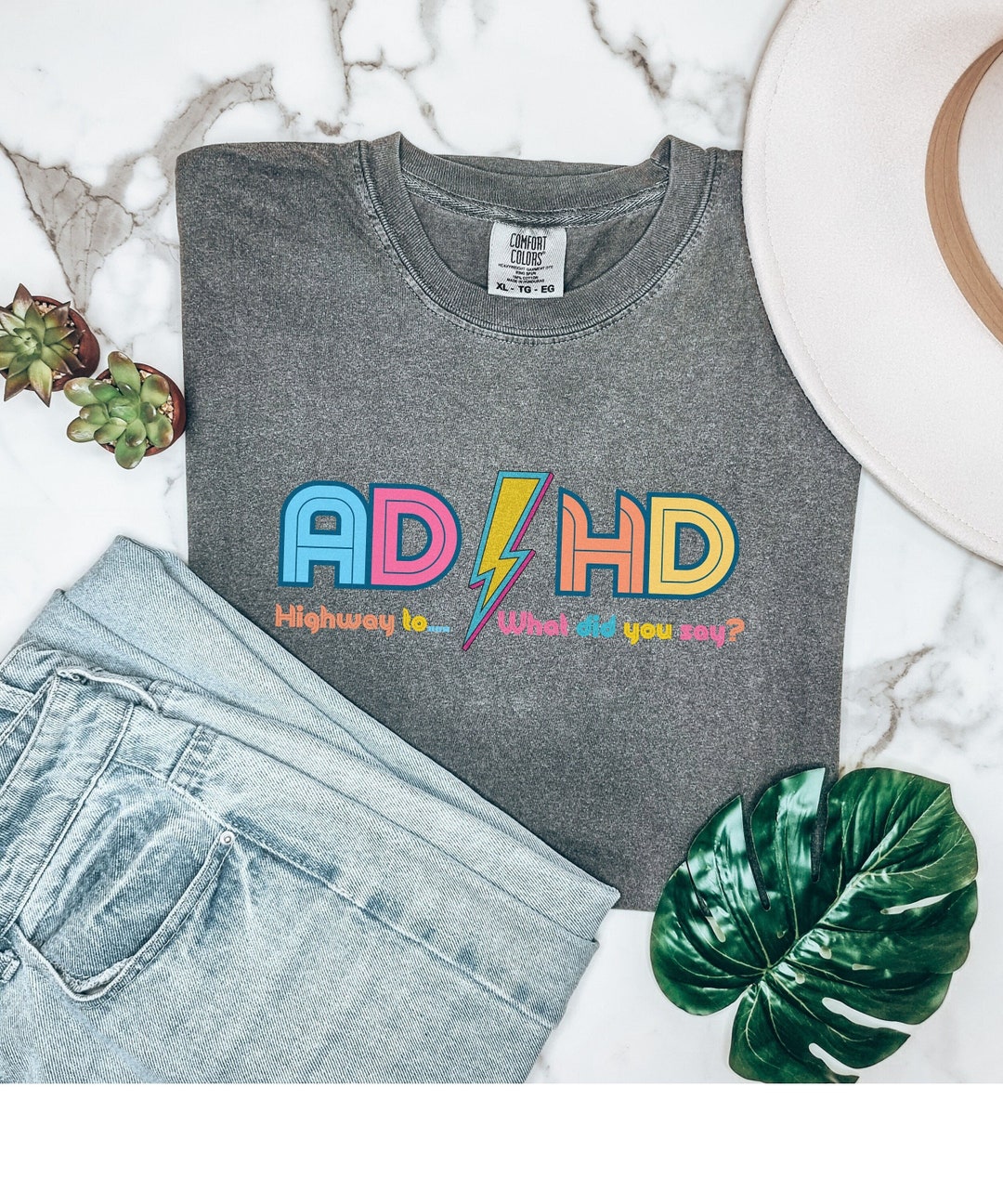 ADHD Highway to Tshirt Retro Comfort Color Tshirt Mental Health ADHD ...