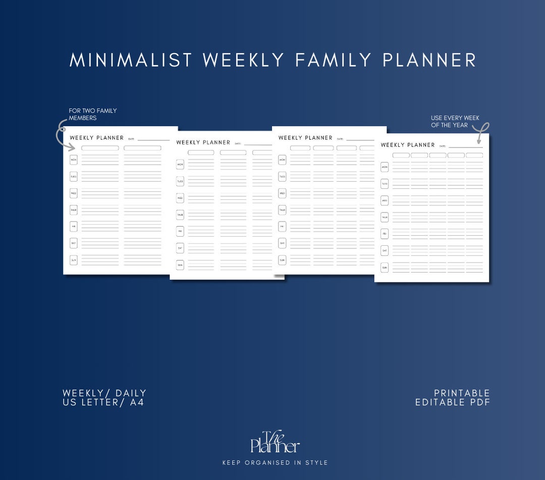 Printable Weekly Family Planner | Family To-do List | Family Organizer ...