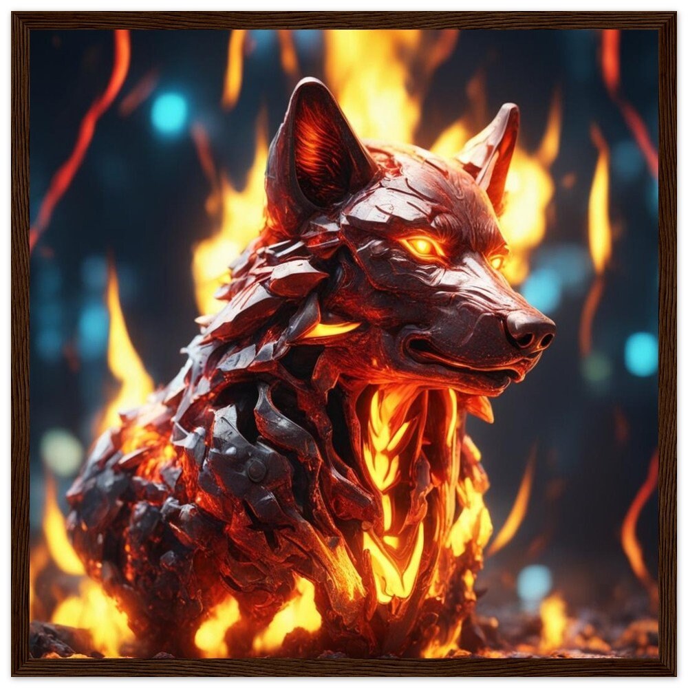 Fire Wolf Poster wooden Frame - Etsy
