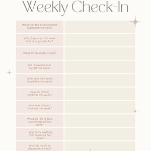 Weekly Check in Worksheet - Gratitude Journal Page - Printable ...