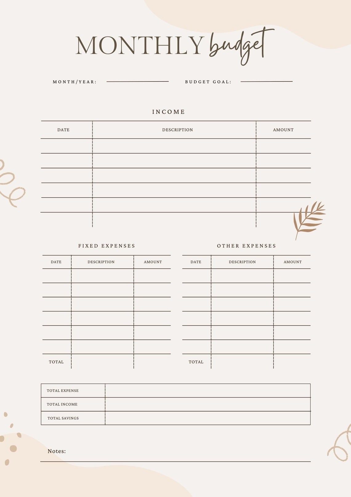 Aesthetic Paycheck Budget Overview Template Printable, Paycheck Budget ...