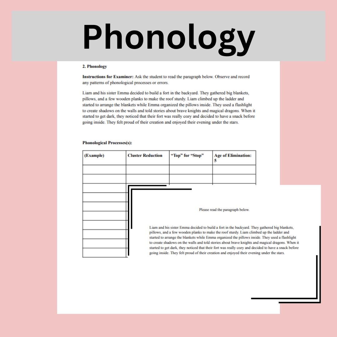 SLP Screener Speech Therapy Screener Informal Speech Screener Speech ...