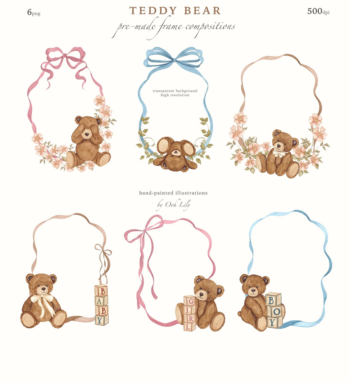 Watercolor Teddy Bear Clipart, Nursery Toy Alphabet, Vintage Seamless ...
