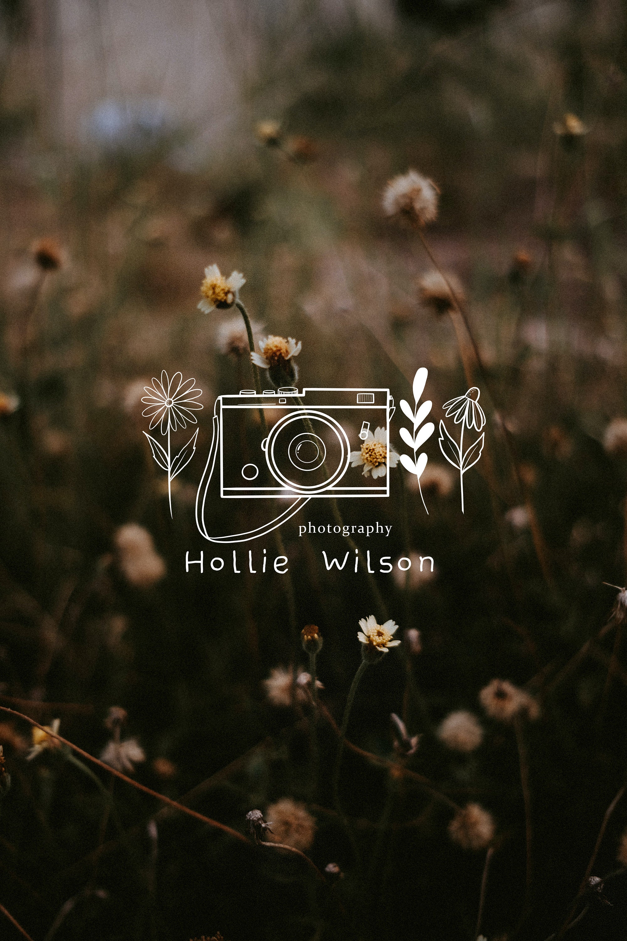 Camera Premade Logo Line Art Clipart Photography Logo Hand Flora Magic ...