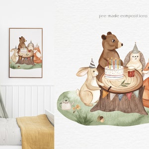 Watercolor Forest Animal Clipart: Birthday Party PNG (digital Download ...