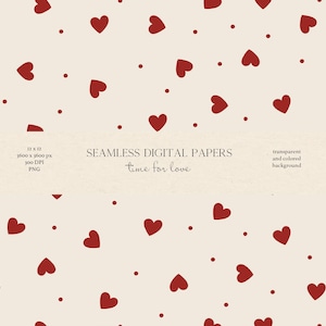 Valentine Hearts Seamless Digital Papers: Love Scrapbook (PNG) - Etsy