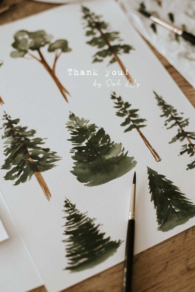 Watercolor Forest Tree Seamless Pattern: Woodland Digital Paper PNG ...
