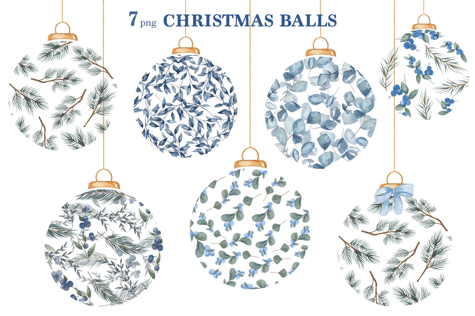 Watercolor Christmas Ball Clipart: Winter Holiday Decor (PNG) - Etsy
