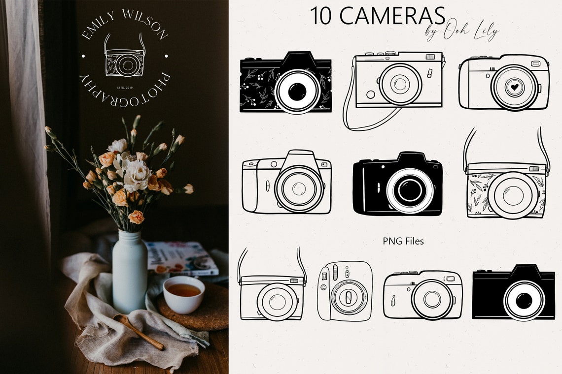 Camera Logo Line Art Clipart Hand Magic Flora Space Line Drawing Logo ...