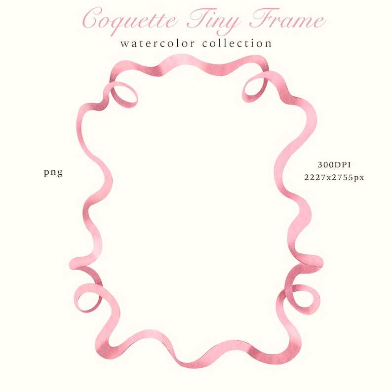 Coquette Bow Frame Clipart, Watercolor Pink Bow Frames, Vintage Ribbon ...