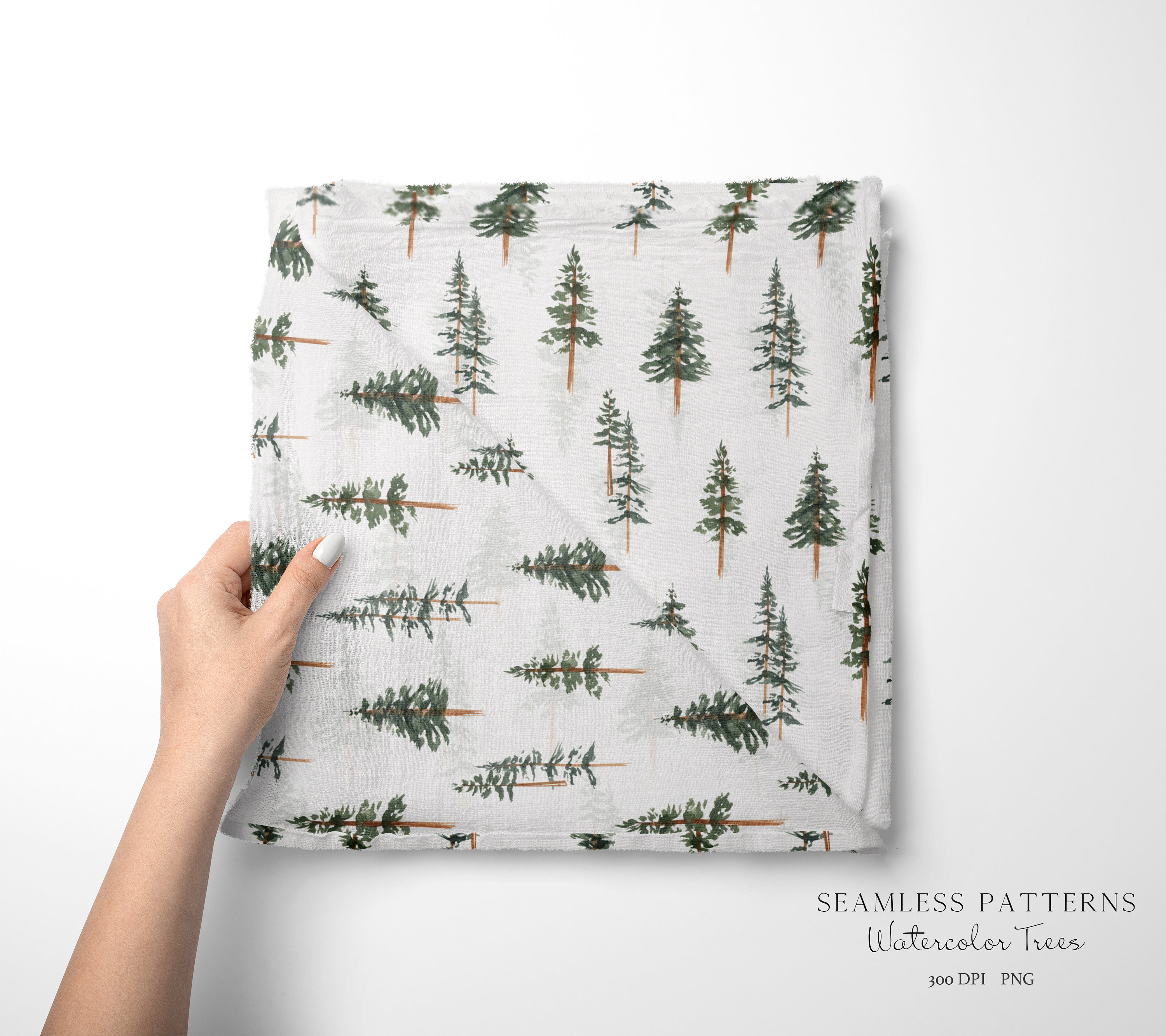 Watercolor Forest Tree Seamless Pattern: Woodland Digital Paper PNG ...