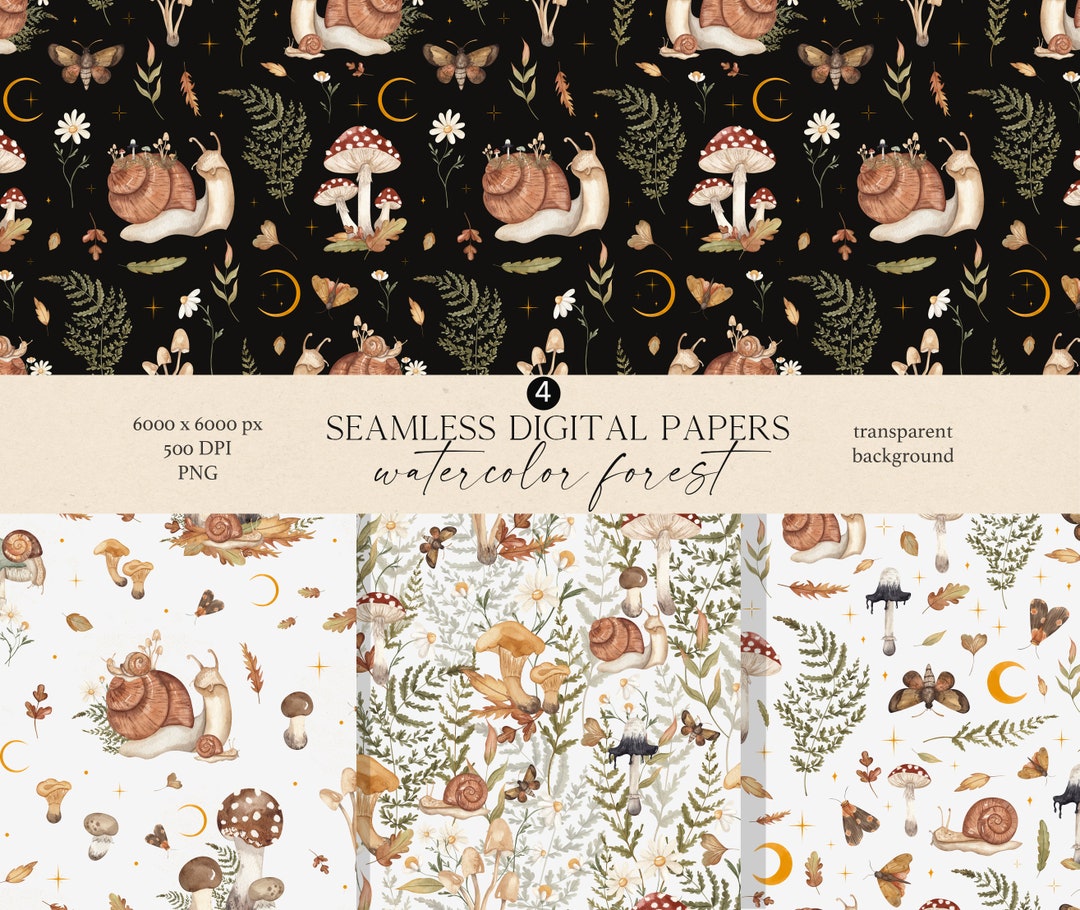 Watercolor Forest Digital Papers Commercial Use Scrapbook Paper ...