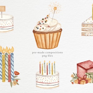 Watercolor Birthday Clipart Baby Shower Flags Clip Art Balloons Gift ...