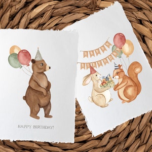 Watercolor Forest Animal Clipart: Birthday Party PNG (digital Download ...