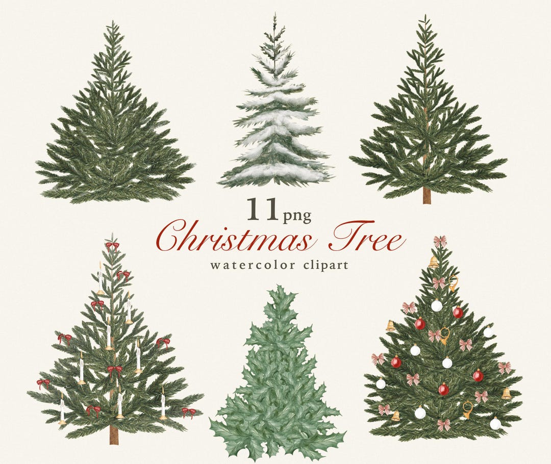 Watercolor Christmas Tree Clipart, Watercolor Winter Clipart PNG ...