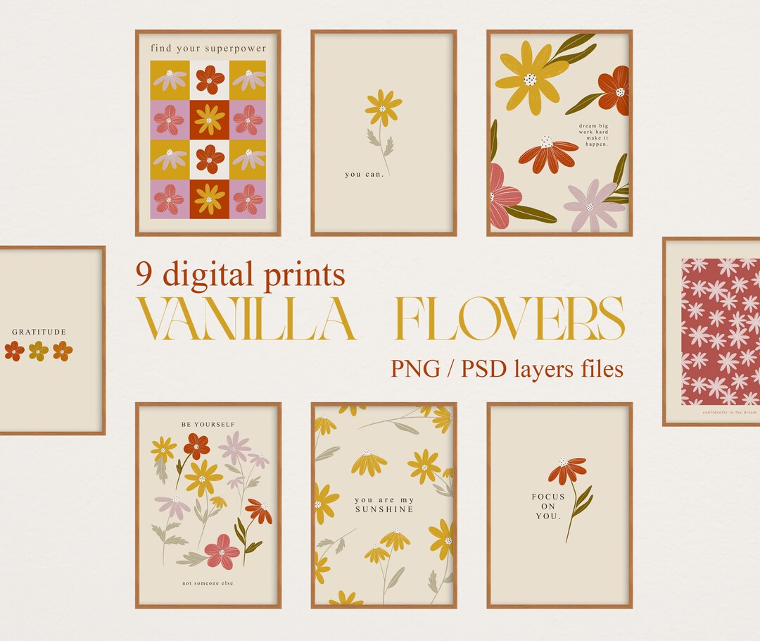 Flower Wall Art, Floral Digital Print, Inspiration Motivational Poster ...