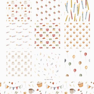 Watercolor Birthday Digital Paper Set: Seamless Party Clipart (digital ...