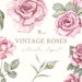 Watercolor Vintage Roses Clipart Classic Pink Roses Clip Art Wedding ...