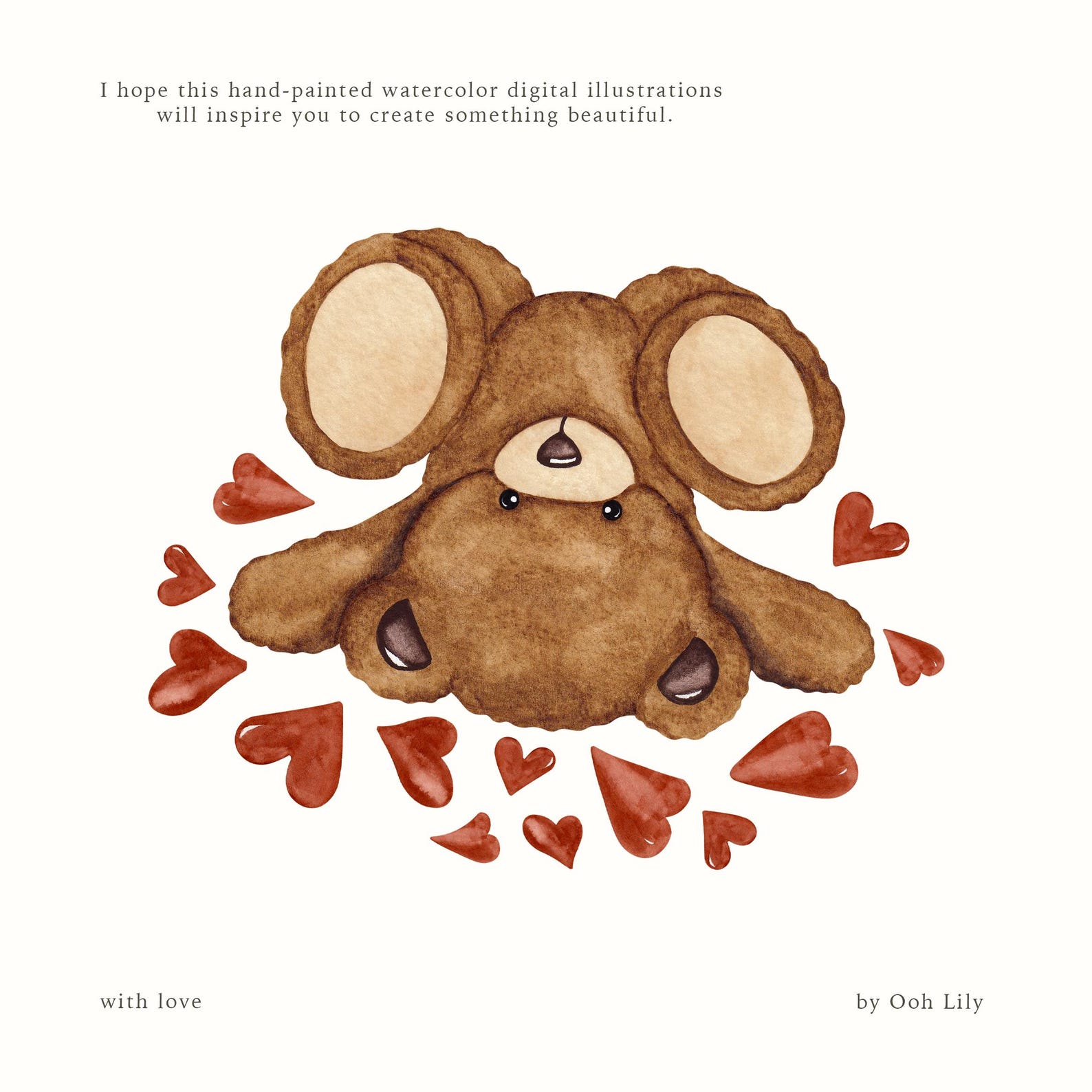 Whimsical Teddy Bear Love Watercolor Clipart: Romantic Vintage ...