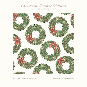 Watercolor Christmas Patterns, Greenery Seamless Pattern, Vintage ...