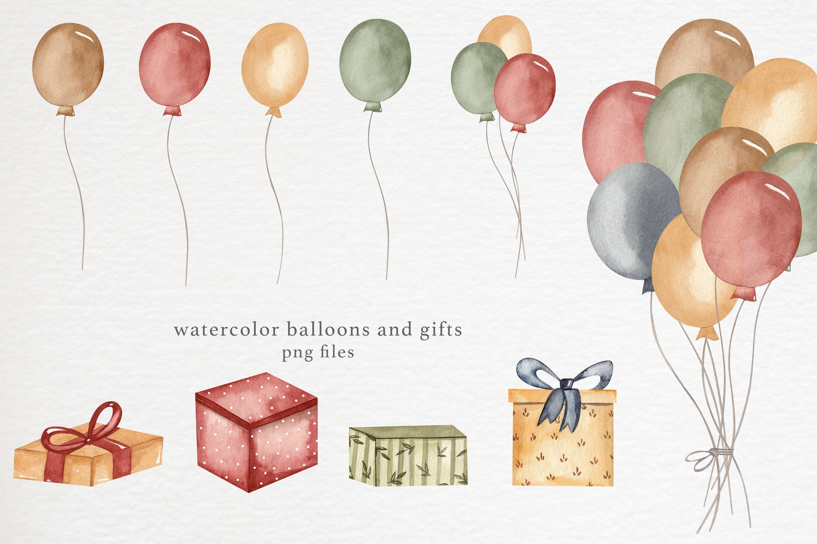 Watercolor Birthday Clipart Baby Shower Flags Clip Art Balloons Gift ...