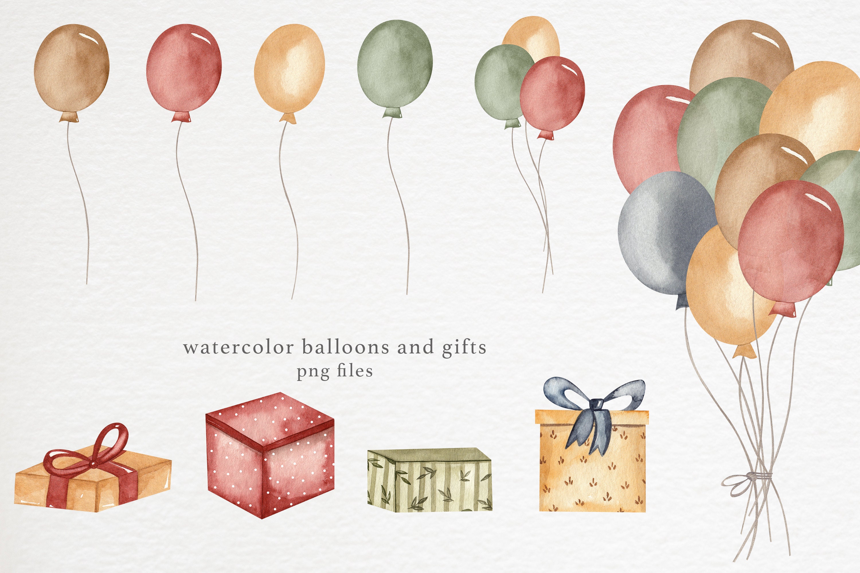 Watercolor Birthday Clipart Baby Shower Flags Clip Art Balloons Gift ...