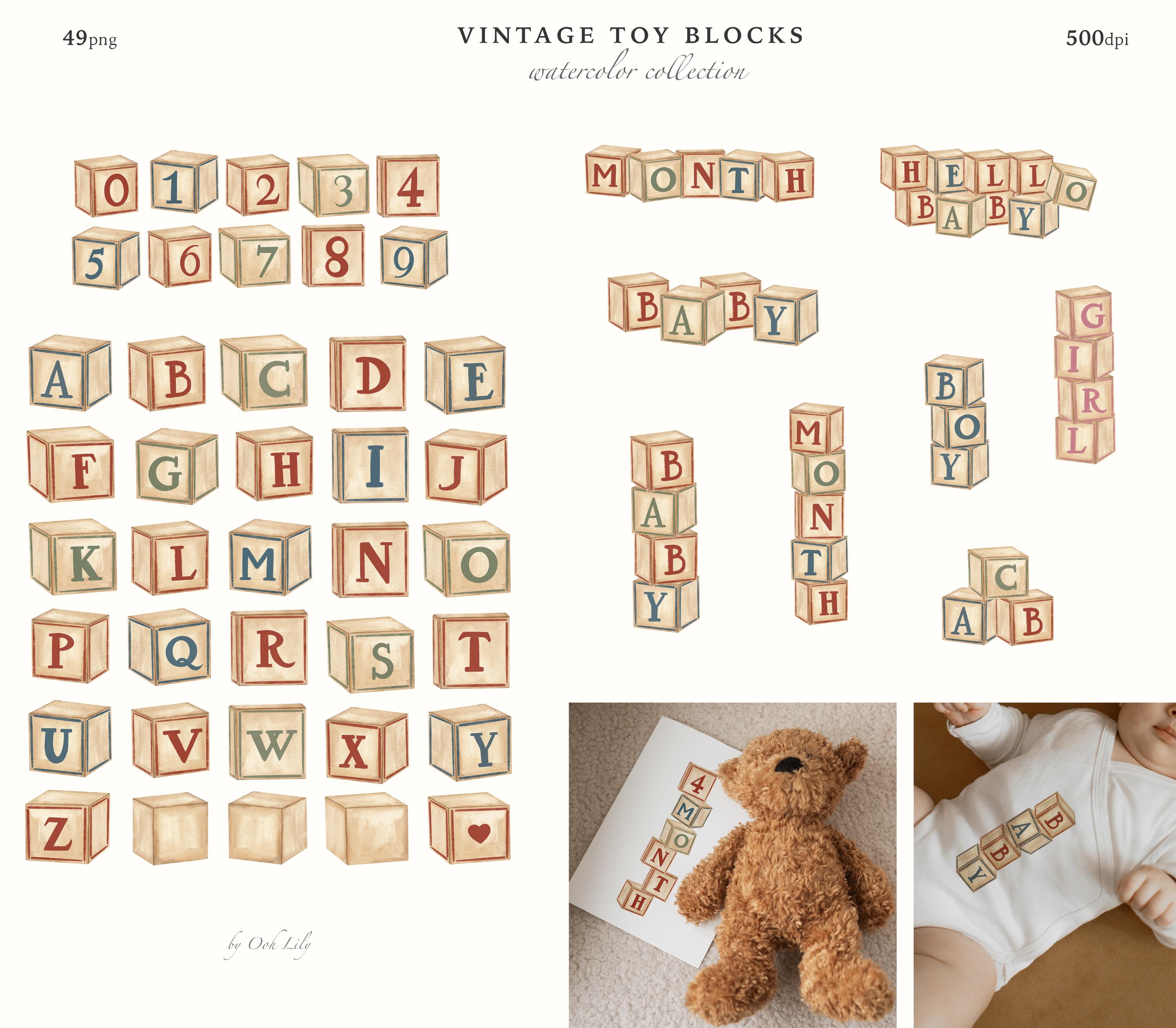 Watercolor Teddy Bear Clipart, Nursery Toy Alphabet, Vintage Seamless ...