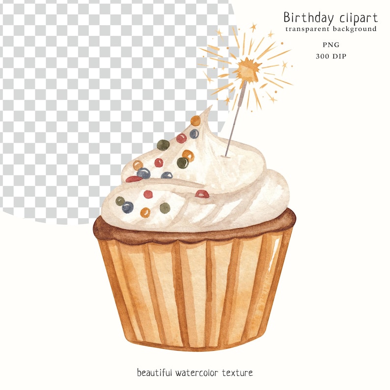 Watercolor Birthday Party Clipart Set: Cake, Balloons & Decorations ...