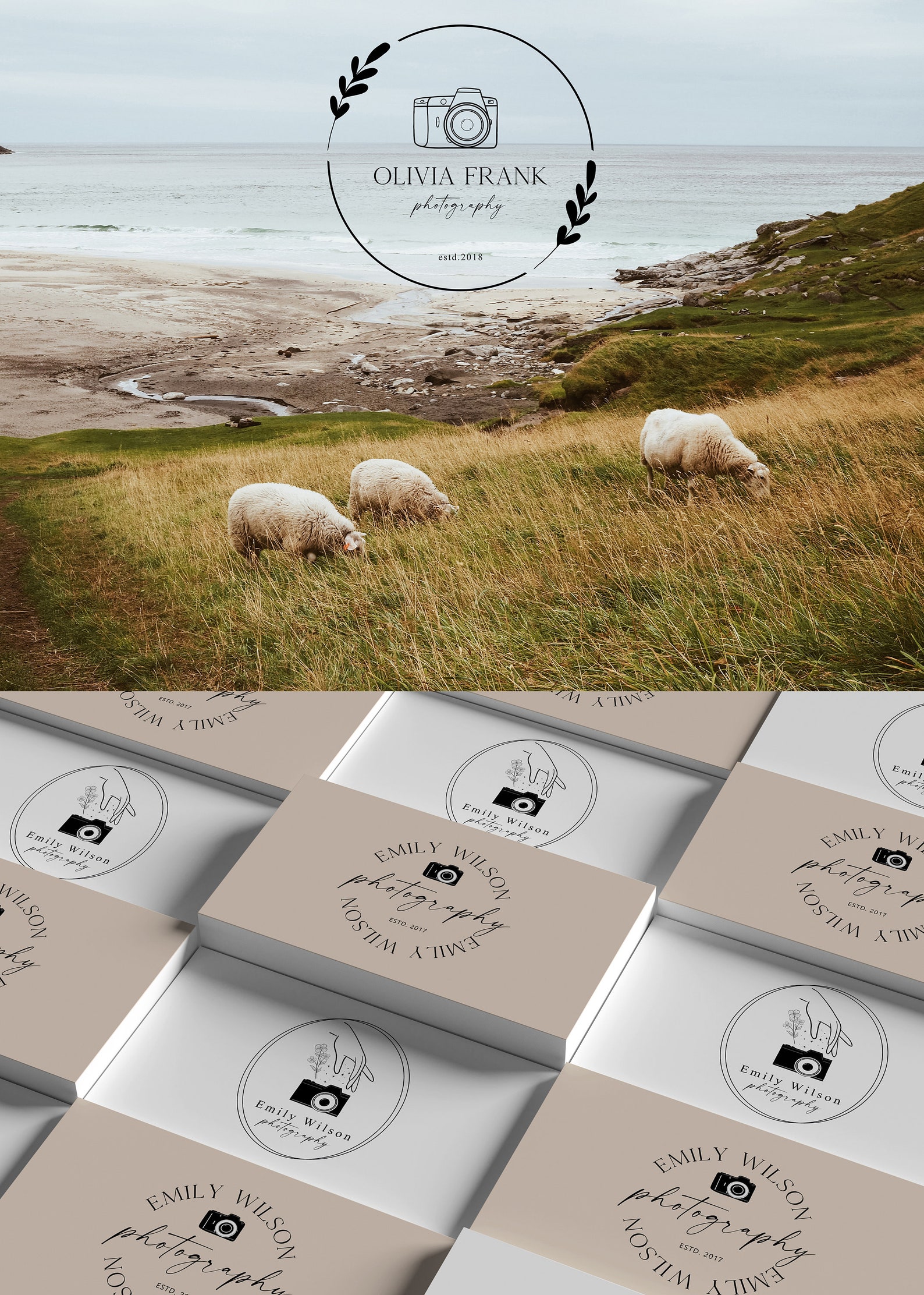 Camera Premade Logo Line Art Clipart Photography Logo Hand Flora Magic ...