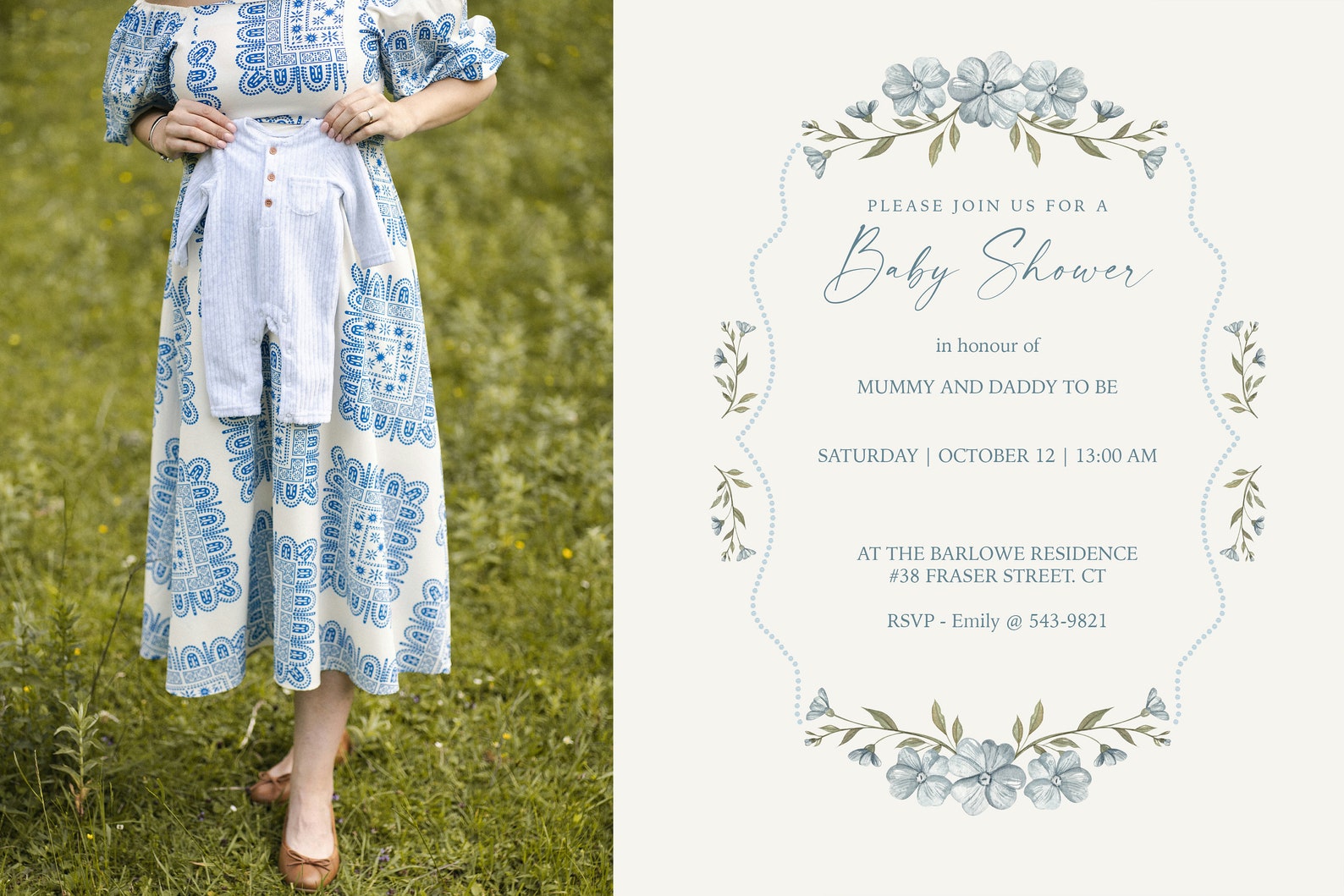 Vintage Blue Flower and Butterfly Frame Clipart Watercolor Meadow Tiny ...