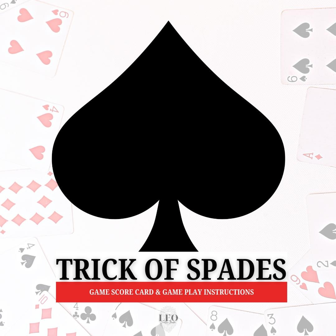 TRICK of SPADES (card Game) | Score Sheets and Game Play Instructions ...
