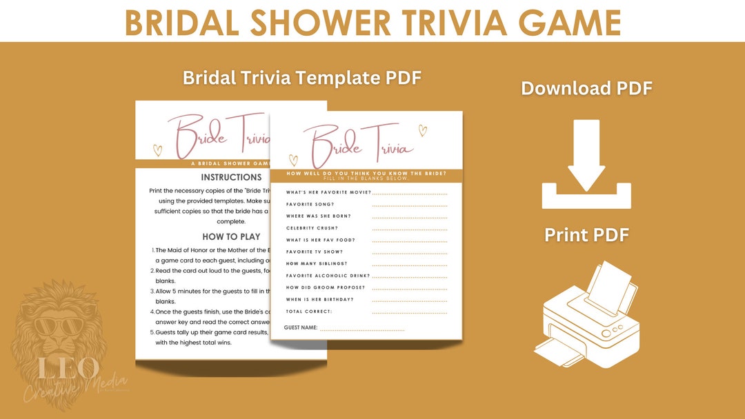 Bridal Shower Bride Trivia Game - Etsy