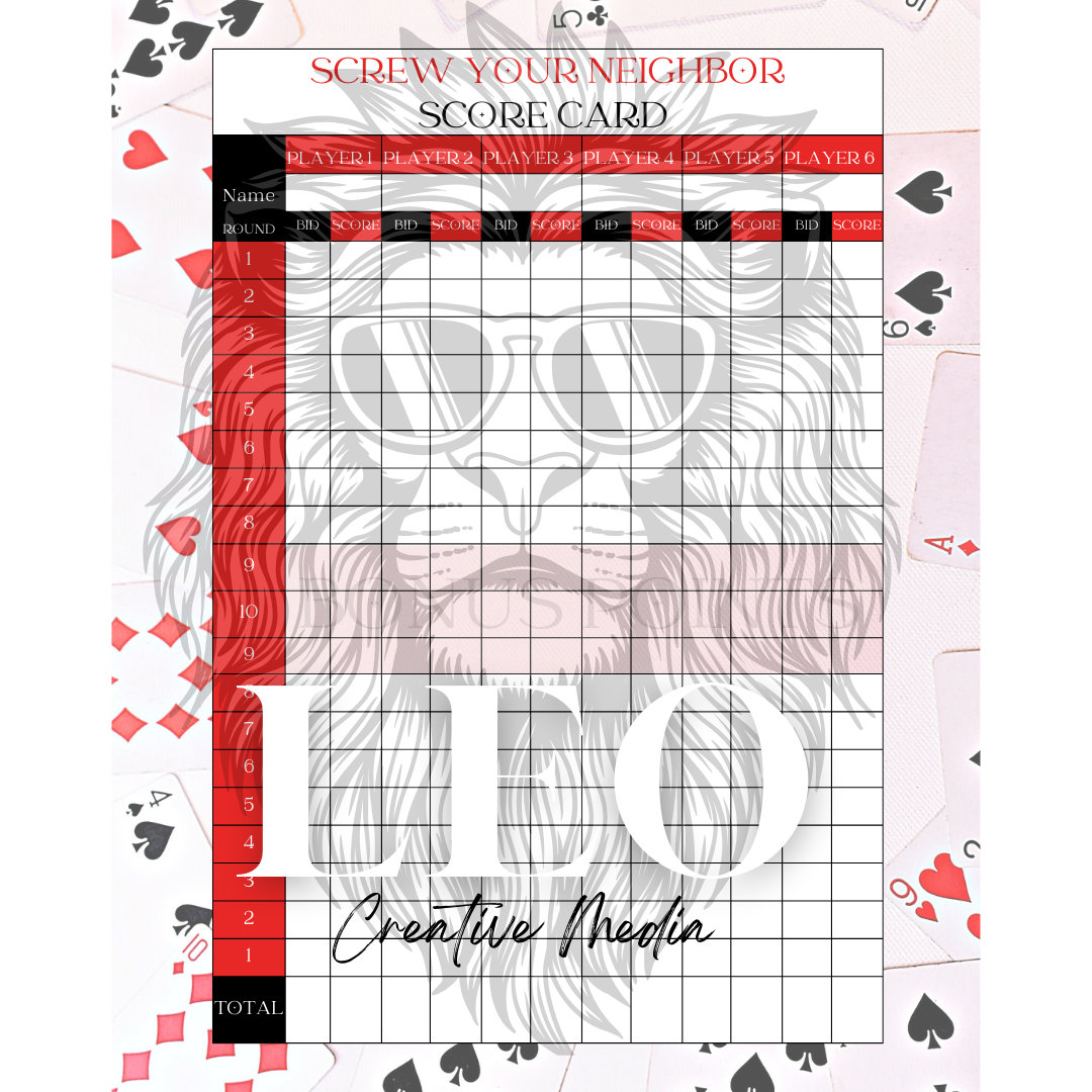 Game Night: "screw Your Neighbor" Scorecard & How To. - Etsy