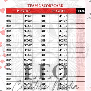 TRICK of SPADES (card Game) | Score Sheets and Game Play Instructions ...