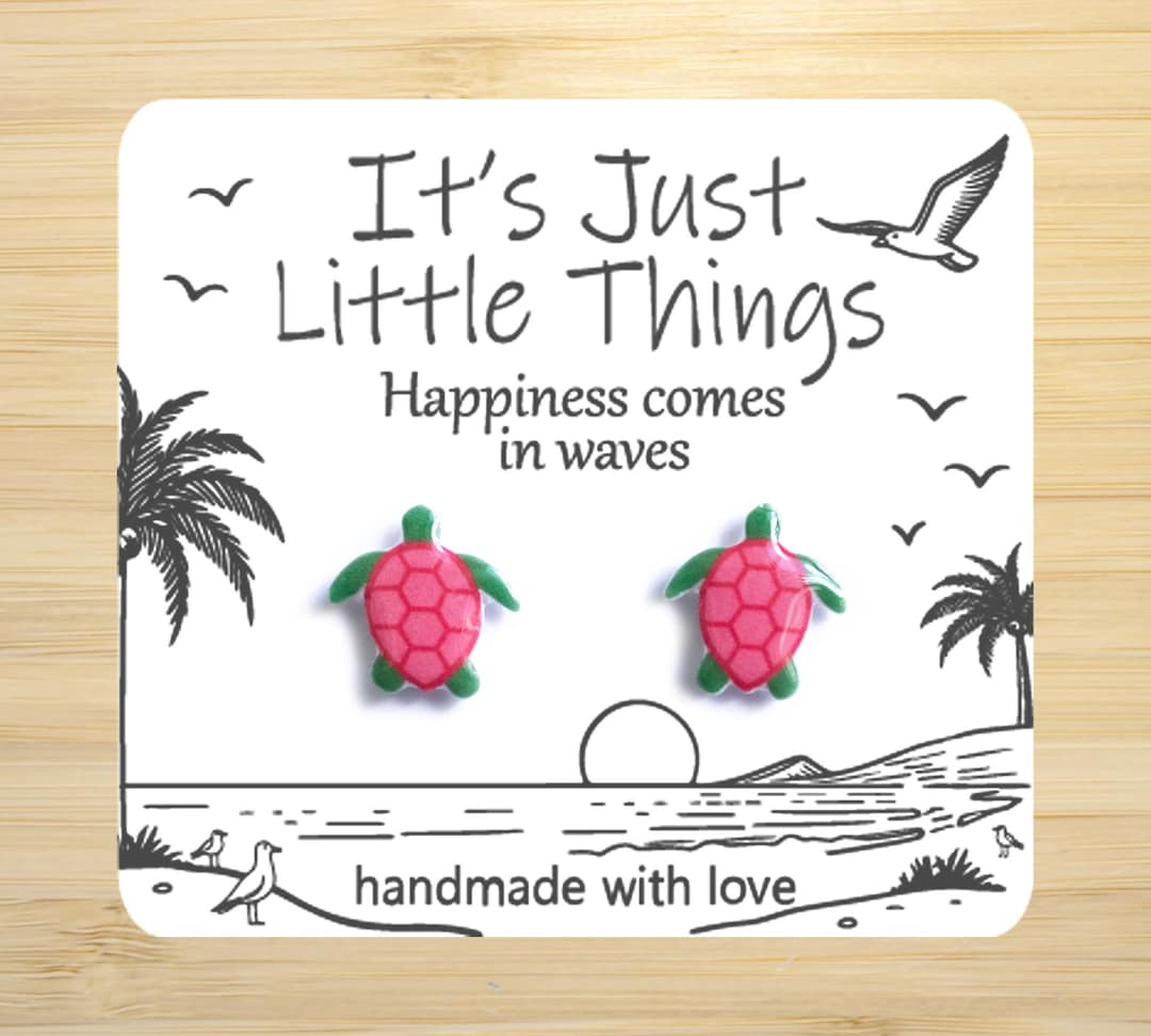 Cute Pink Turtle Earrings, Summer Earrings, Pink Earrings, Pink Turtle, Sea Turtle Earrings, Sea ...