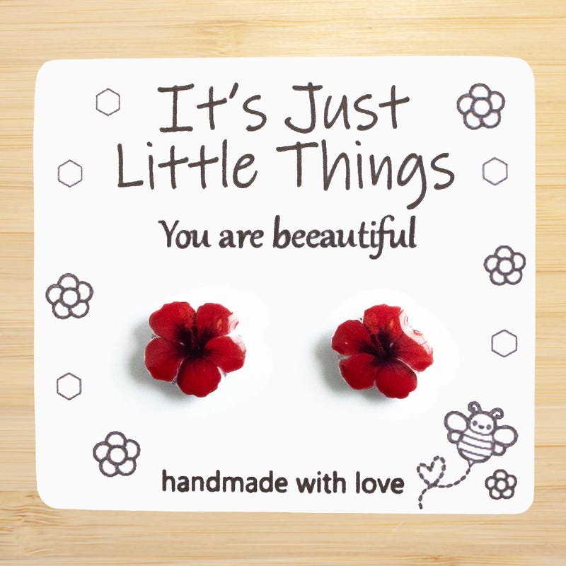Red, Hibiscus Earrings - Etsy
