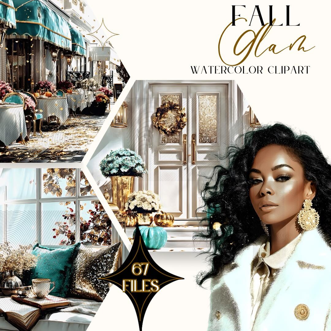 Watercolor Fall Glam Clipart: Autumn Fashion Decor PNG - Etsy