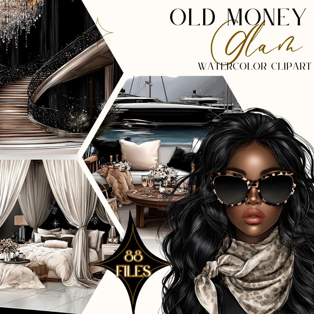 Luxury Watercolor Clipart: Old Money Glam, Fashion, & Elegant Scenes - Etsy