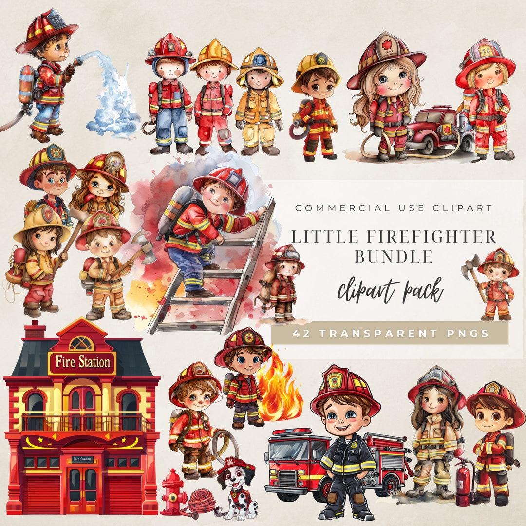 Whimsical Firefighter Clipart Collection for Your Nursery Decor ...